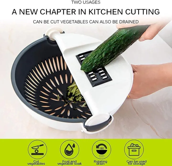 Multifunction 9 in 1 Wet Basket Vegetable Cutter with Drain – Buy ...